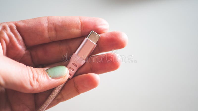 A Hand Holding Usb Plug C Type Close Up Minimalist Technology Stock ...