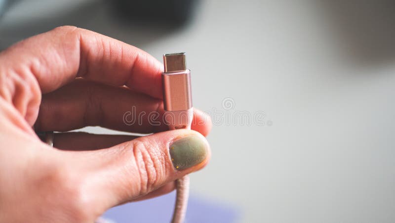 A Hand Holding Usb Plug C Type Close Up Minimalist Technology Stock ...