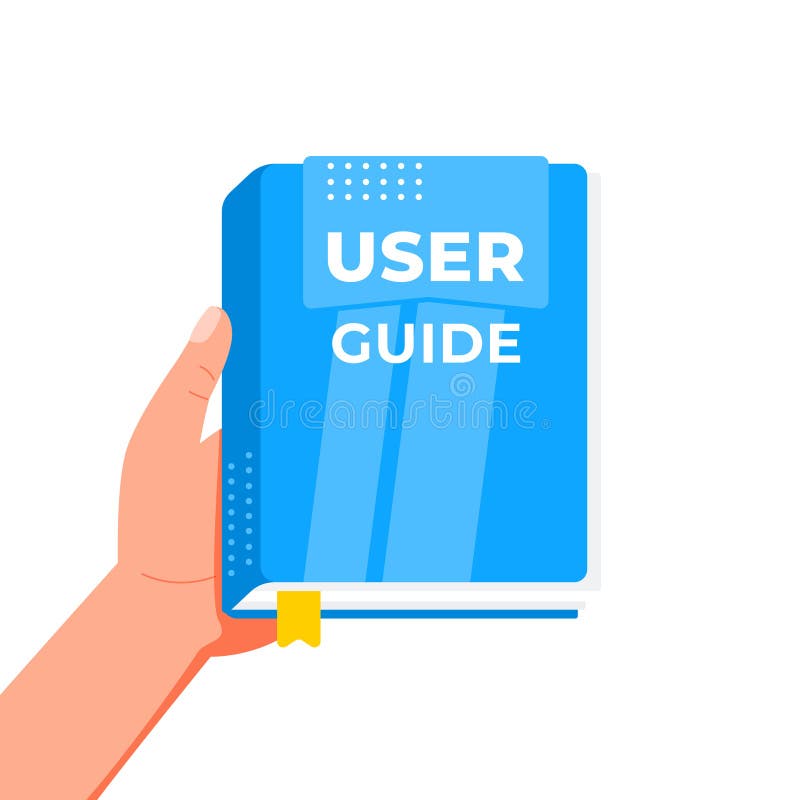 Hand Holding User Guide Book with Bookmark Ribbon Stock Vector ...