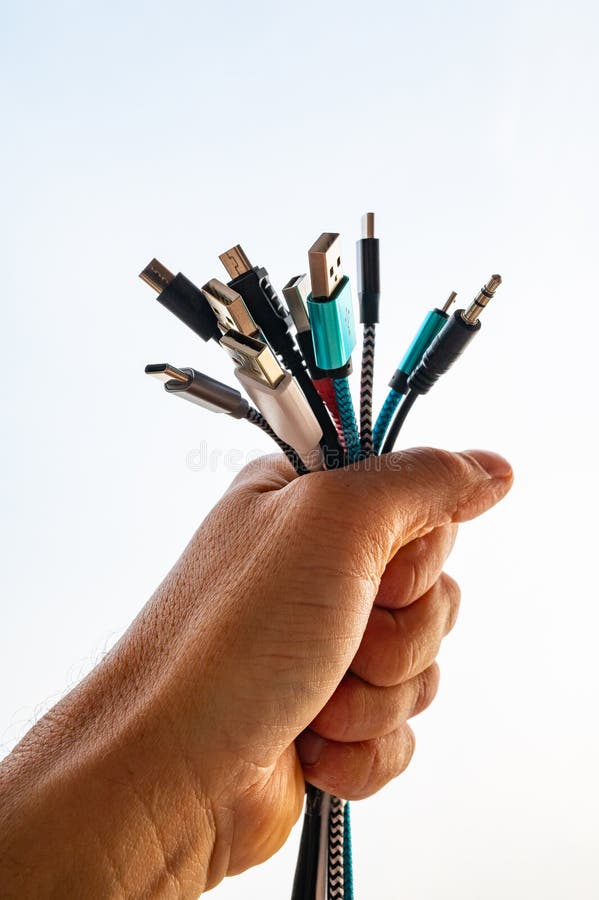 USB and Smartphone Cables and Connectors of Various Types and Colours ...