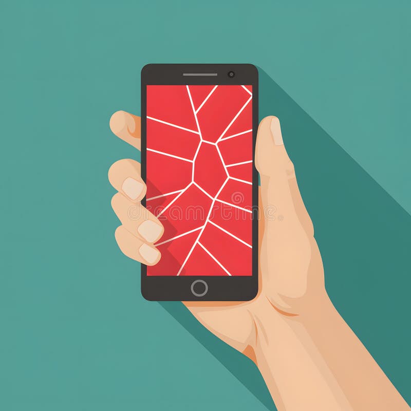 Hand Holding Vector of Broken Screen Phone, Technology Problem Stock ...