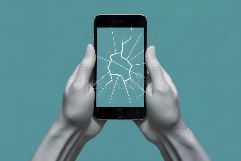 Hand Holding Vector of Broken Screen Phone, Technology Problem Stock ...