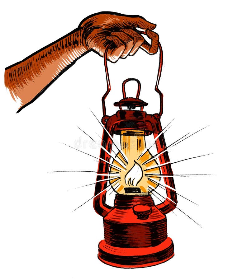 Hand with lantern stock illustration. Illustration of lamp - 254521412