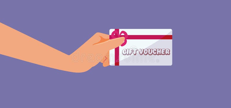 Hand Holding a Voucher Gift Card Vector Cartoon Illustration Stock ...