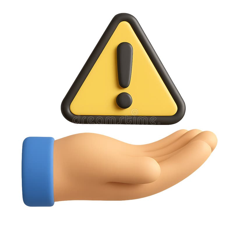 Hand Holding Warning Sign on Transparent Background Stock Illustration ...