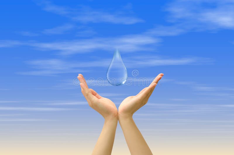 Hand holding water drop stock image. Image of cupped - 64876259