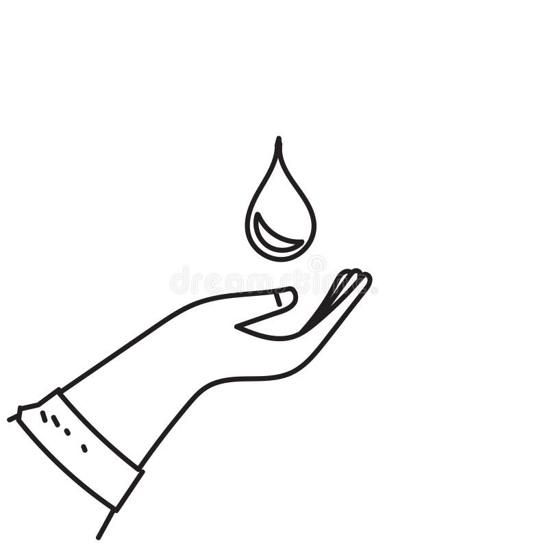 Hand Holding Water Drop Doodle Sketch Icon Stock Vector - Illustration ...