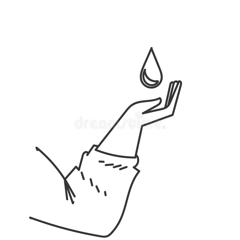 Hand Holding Water Drop Doodle Sketch Icon Stock Vector - Illustration ...