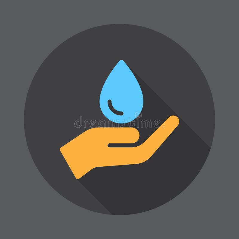 Hand Holding Water Drop Flat Icon. Round Colorful Button, Circular ...