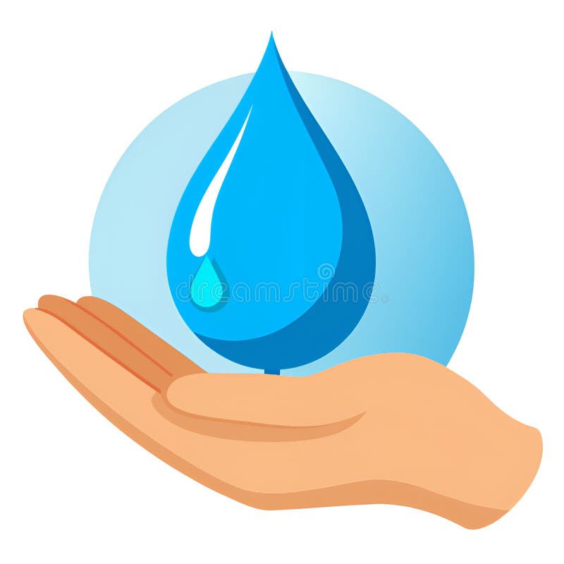 Hand holding water drop stock illustration. Illustration of clear ...