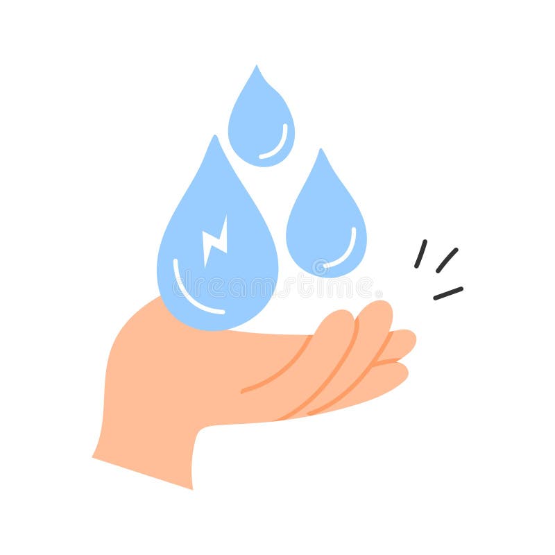 Hand Holding Water Drops, Concept Icon of Water Conservation Stock ...
