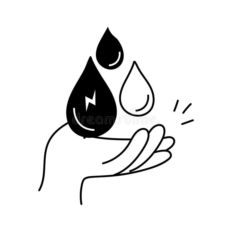 Hand Holding Water Drops, Concept Icon of Water Conservation Stock Vector - Illustration of ...