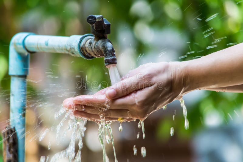 Hand Holding the Water Flow Stock Photo - Image of environment, female ...