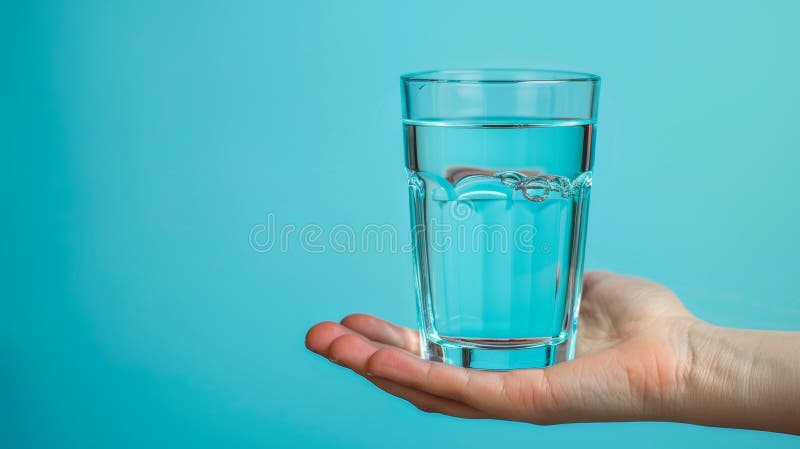 Hand Holding Water Glass on Pastel Background with Copy Space for Text ...