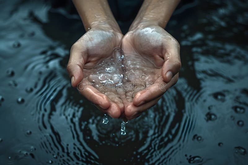 Hand holding water stock illustration. Illustration of refreshing - 303249668