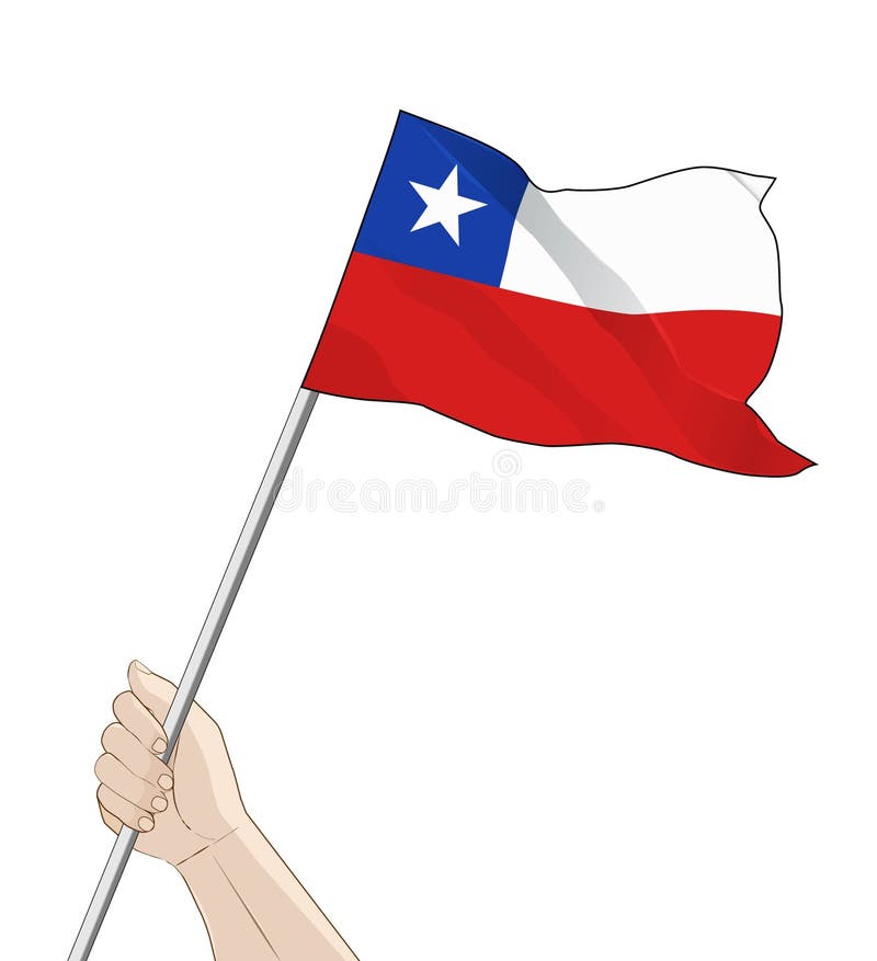 Hand Holding a Waving Chile Flag Stock Image - Illustration of waving ...