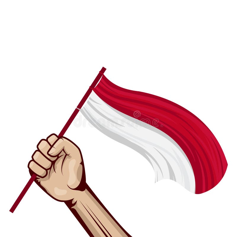 Hand Holding and Waving the National Flag of Indonesia Stock Vector ...