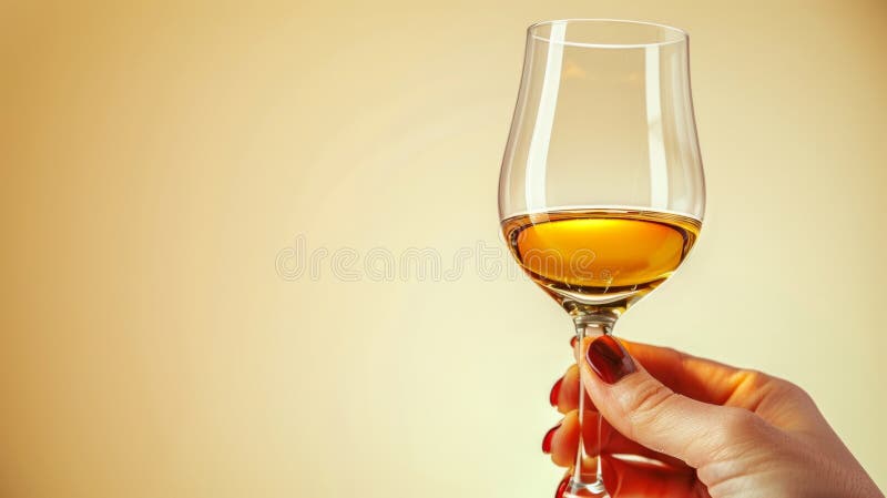 Hand Holding Whisky Glass on Pastel Background with Copyspace for Text ...