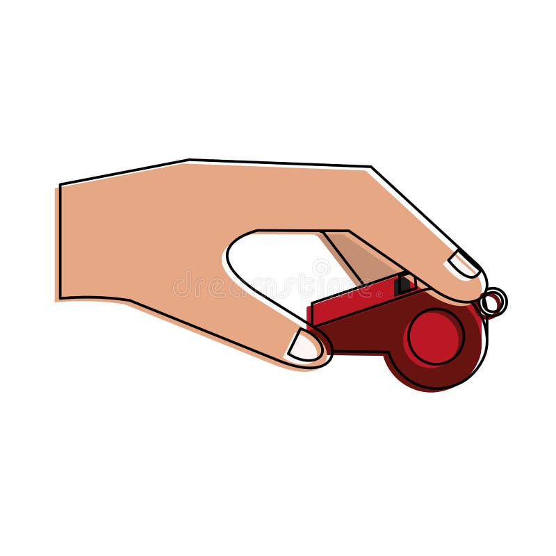 Hand holding whistle stock vector. Illustration of trainer - 109964831