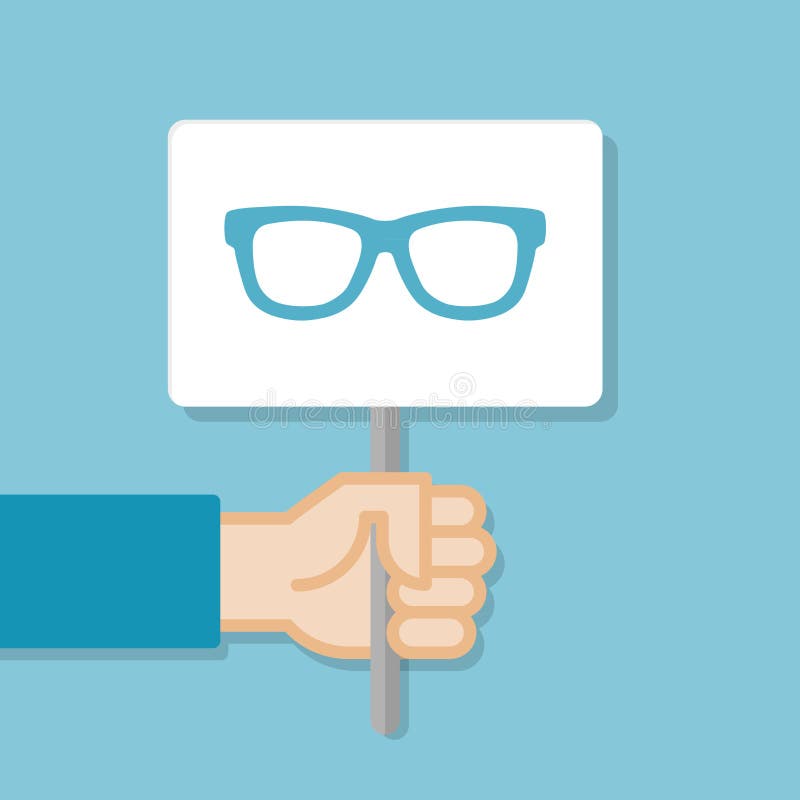 Hand Holding White Board. Banner with Minimal Icon. Concept of Protest ...