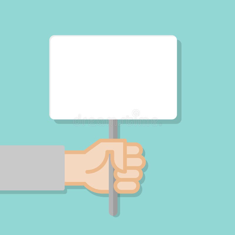 Hand Holding White Board. Banner with Minimal Icon. Empty Placard Plank ...