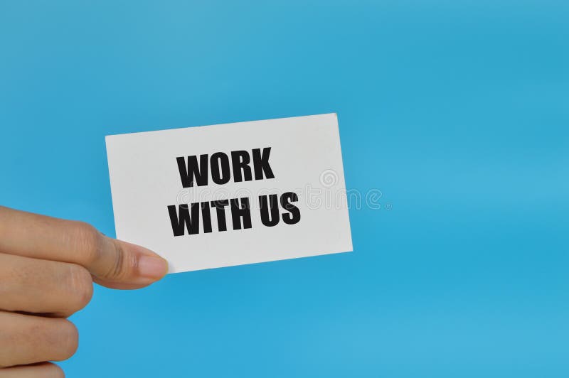 Hand Holding White Card Written with Phrase WORK with US Stock Image ...