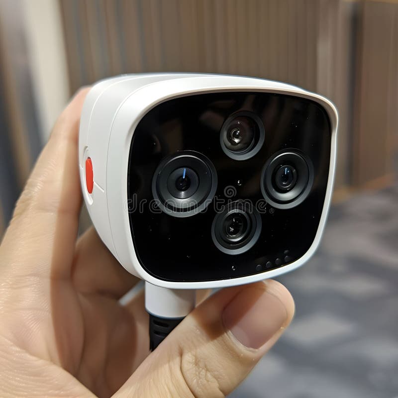 Hand Holding a White CCTV Camera Ai Generated Stock Illustration ...