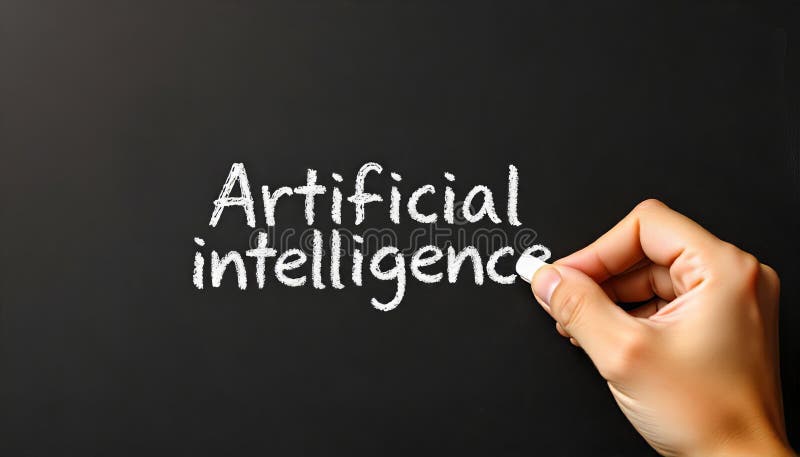 Hand Holding White Chalk Writing "Artificial Intelligence". Stock ...