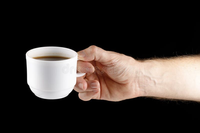Hand Holding White Cup of Coffee Isolate Stock Photo - Image of food ...