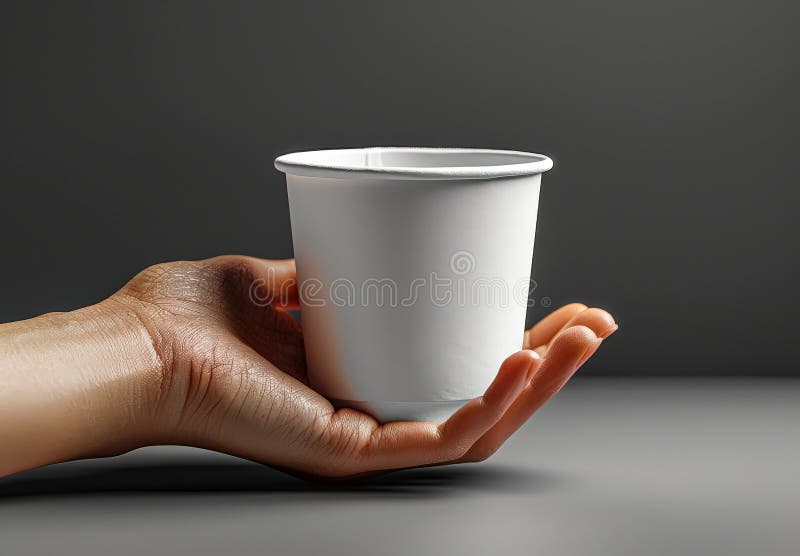 Hand holding a white cup stock image. Image of plastic - 354173869