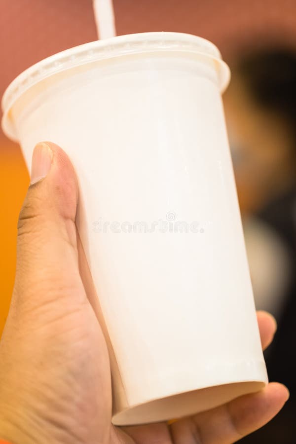 Hand Holding a White Disposable Soda Cup Stock Image - Image of away ...