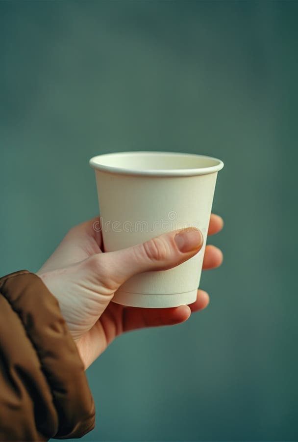 A Hand Holding a White Paper Cup, Stock Photo - Image of generated ...