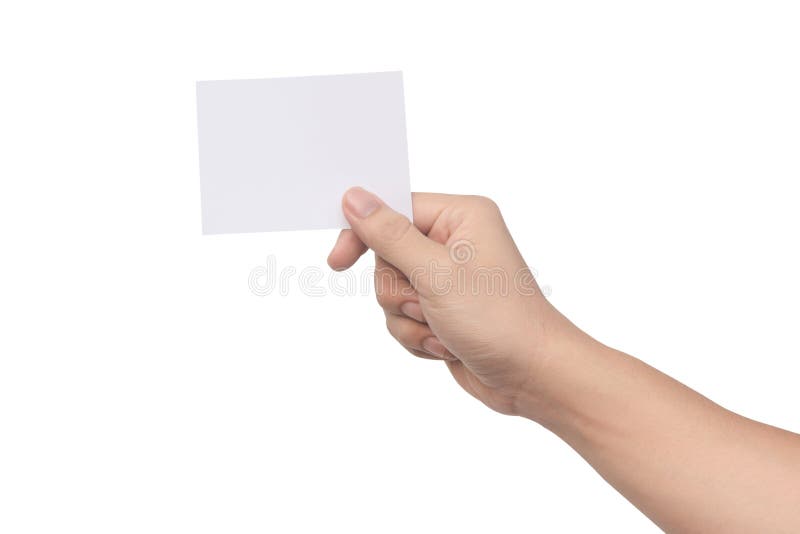 Hand Holding White Paper Isolated on White with Clipping Path Stock ...