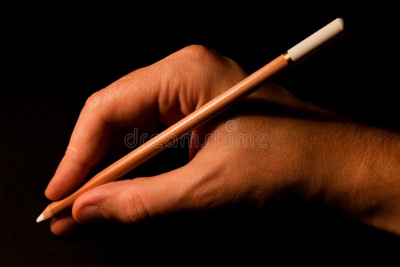 Hand Holding White Pencil Stock Photography - Image: 11804982