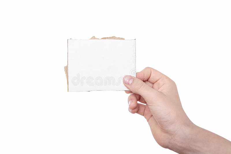 Hand Holding a White Piece of Cardboard Stock Photo - Image of aged ...