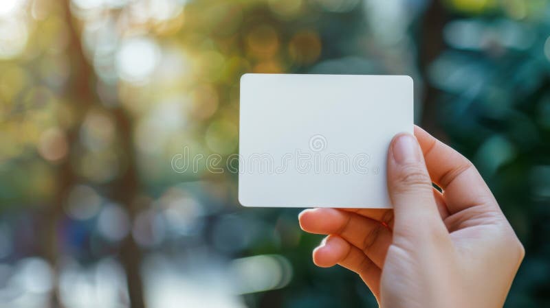Hand Holding White Rectangular Card with Space for Text Stock Photo ...
