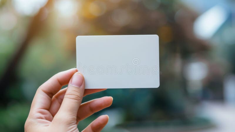 Hand Holding White Rectangular Card with Space for Text Stock Photo ...