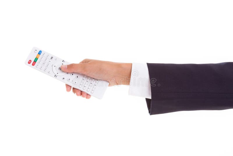 Hand Holding White Remote Control in Hand Stock Image - Image of button ...