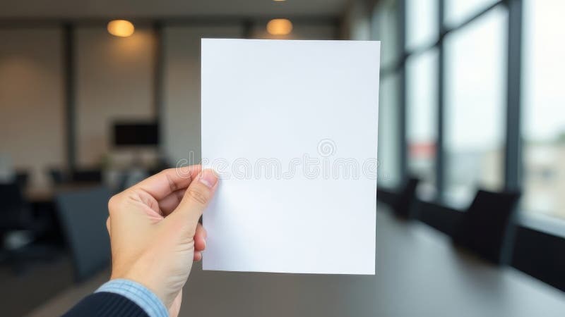 Hand Holding White A4 Sheet in Office Stock Photo - Image of paper ...