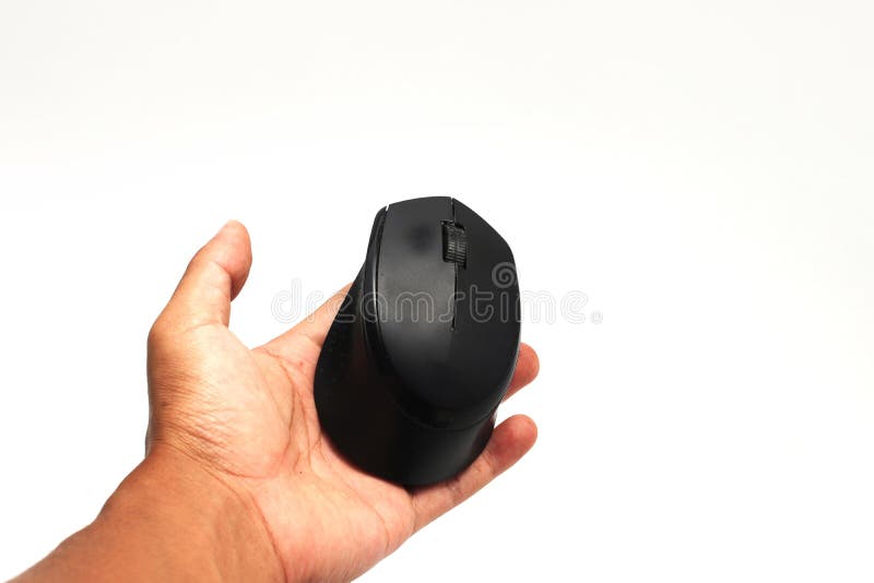 Hand Holding a Wireless Computer Mouse on White Background Stock Image ...