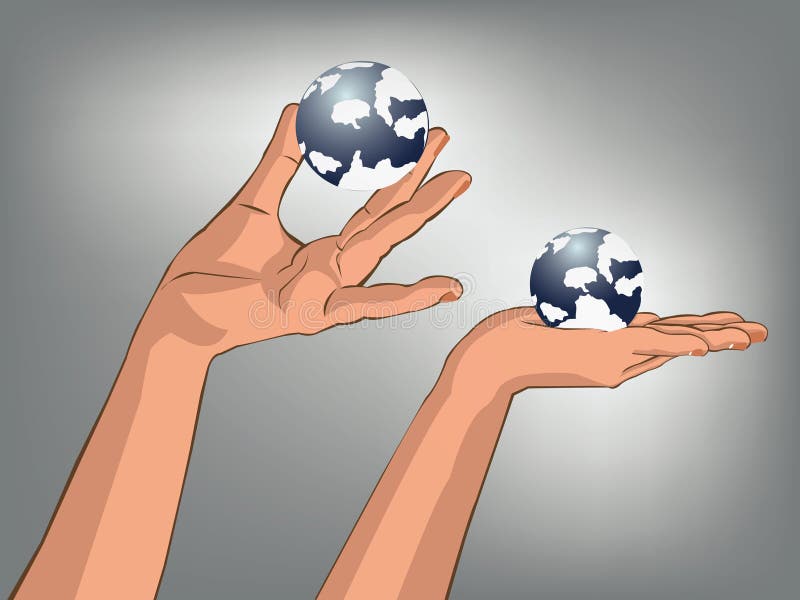 Hand holding the world. stock illustration. Illustration of globe ...