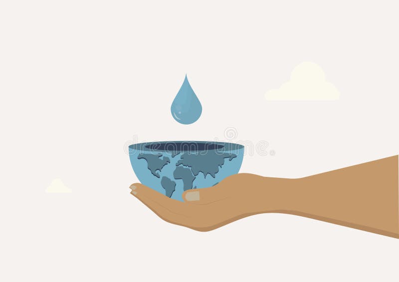Global Water Conservation. Hand Holding Earth Bowl Stock Vector ...