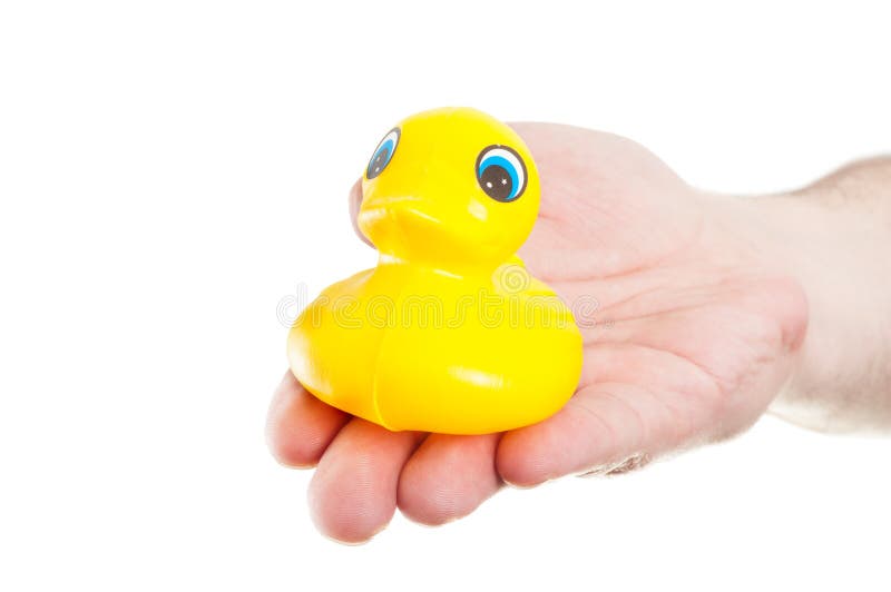 Hand Holding Yellow Toy Rubber Duck Stock Image - Image of palm, small ...