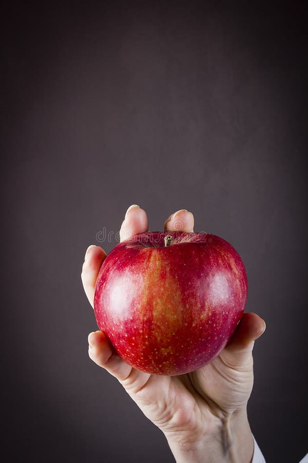 Hand holds apple stock photo. Image of closeup, fruit - 181583502