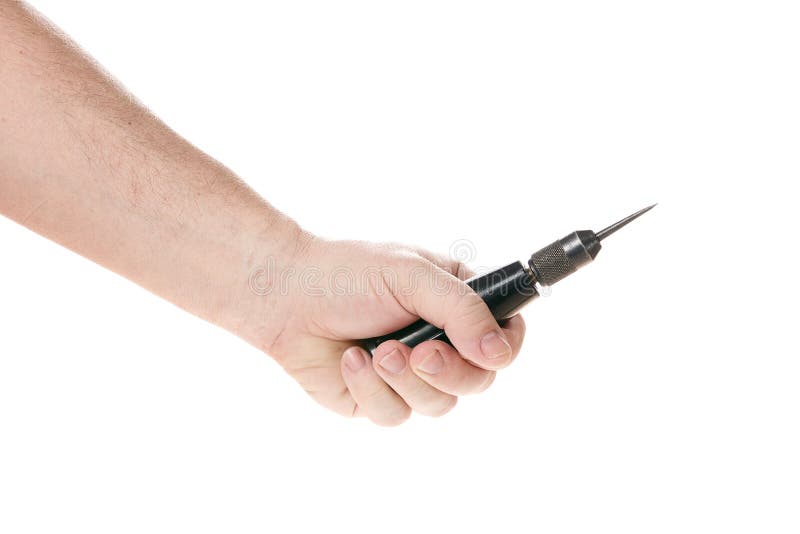 Hand Holds an Awl on a White Background, Template for Designers Stock ...