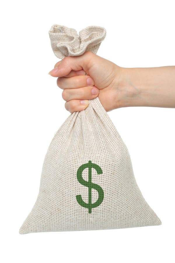 A hand holding a money bag stock photo. Image of dollar - 15474978