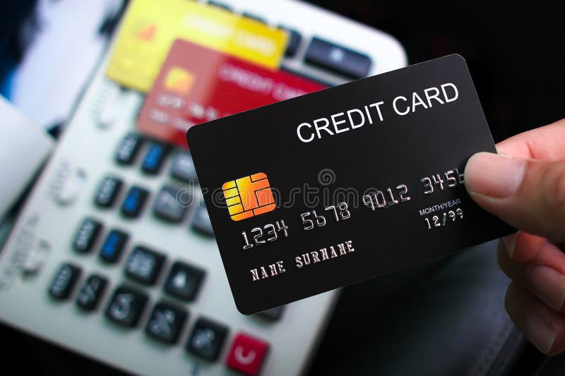 Hand Holds Black Credit Card Payment Process Stock Photos - Free ...