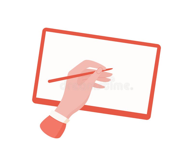 Hand Holds a Blank Tablet Template Stock Vector - Illustration of draw ...