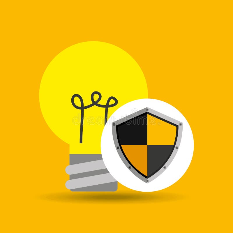 Hand Holds Bulb Idea Protection Shield Stock Vector - Illustration of ...