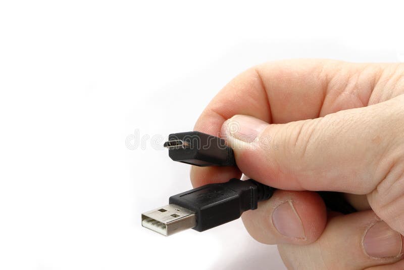 A Hand Holds a Cable with USB Connectors of Different Types. Stock ...
